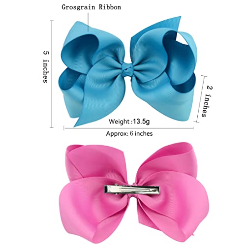 30PCS Big 6 Inch Hair Bows for Girls Grosgrain Ribbon Toddler Hair Accessories with Alligator Clips for Toddlers Baby Girls Kids Teens