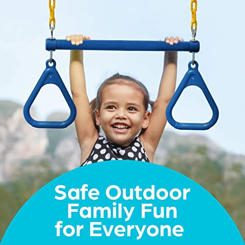 Jungle Gym Kingdom Swing Sets for Backyard, Monkey Bars & Swingset Accessories - Set Includes 18" Trapeze Swing Bar & 48" Heavy Duty Chain with Locking Carabiners - Outdoor Play Equipment (Blue)