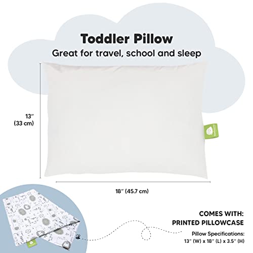 Toddler Pillow with Pillowcase - 13x18 My Little Dreamy Pillow, Organic Cotton Toddler Pillows for Sleeping, Kids Pillow, Travel Pillows, Mini Pillow, Nursery Pillow, Toddler Bed Pillow (KeaSafari)