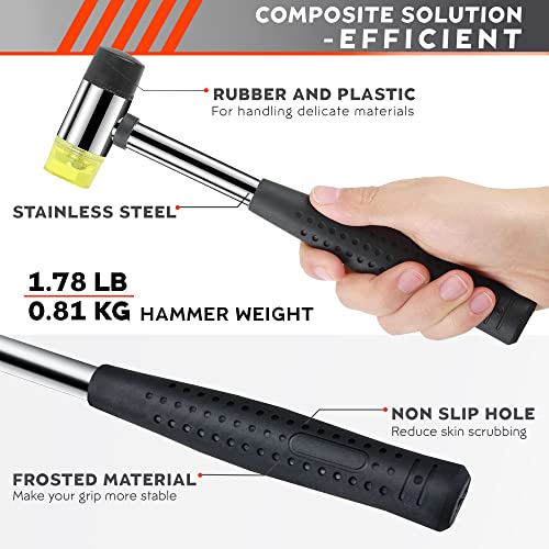 Small Rubber Mallet Hammer Tool - 25mm Non Marring Hammer Tapping Block for Vinyl Plank Flooring Mallet Rubber Hammer Small Hammer for Crafts - Jewelry, Wood Rubber and Nylon Double Faced Soft Mallet