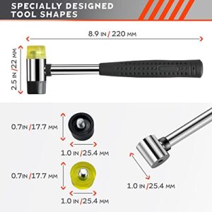 Small Rubber Mallet Hammer Tool - 25mm Non Marring Hammer Tapping Block for Vinyl Plank Flooring Mallet Rubber Hammer Small Hammer for Crafts - Jewelry, Wood Rubber and Nylon Double Faced Soft Mallet