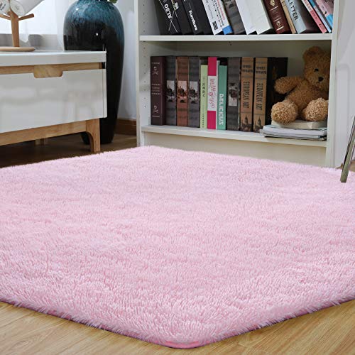 junovo Ultra Soft Rug for Nursery Children Room Baby Room Home Decor Dormitory Hexagon Carpet for Playhouse Princess Tent Kids Play Castle, Diameter 4.6 ft, Pink