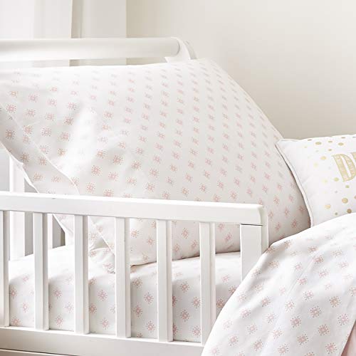 Levtex Baby Willow Gold Dot Pink 5 Piece Toddler Bedding Set,Kids Bedding - Reversible Quilt, Fitted Sheet, Flat Sheet, Pillowcase, Decorative Pillow