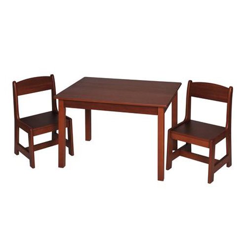 GiftMark Children's Rectangle Table w 2 Chair Set Cherry Kids Furniture