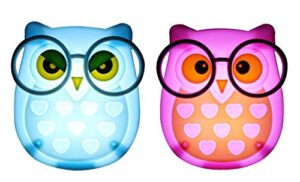 fuwinet 2 pcs owl led plug in night light for kids- wall lamp take good care children sleep light sensor auto controlled nightlights for baby nursing (blue+pink)