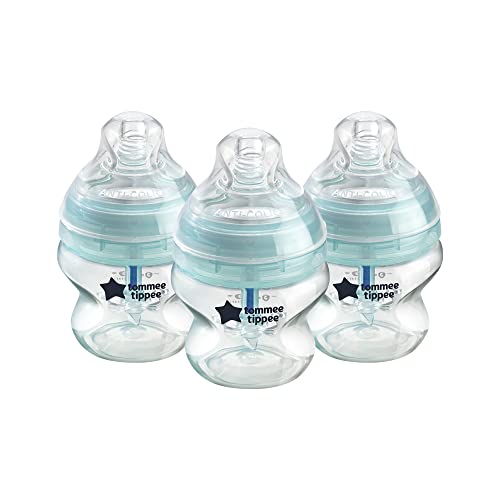 Tommee Tippee Advanced Anti-Colic Baby Bottle, Slow Flow Breast-like Nipple, Heat-Sensing Technology, BPA-Free - Blue - 5 Ounce, 3 Count