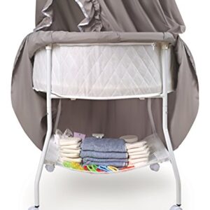 Empress Round Baby Bassinet with Bedding, Pad, and Storage