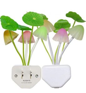 ausaye 2pack led sensor night light plug-in wall lamps color changing, mushroom night lights for kids adults stocking stuffers ideas birthday gift cute nightlight christmas gifts