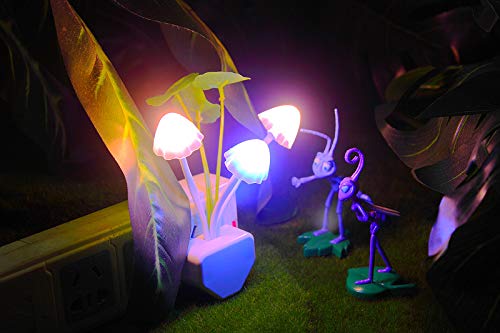 AUSAYE 2Pack Led Sensor Night Light Plug-in Wall Lamps Color Changing, Mushroom Night Lights for Kids Adults Stocking Stuffers Ideas Birthday Gift Cute NightLight Christmas Gifts