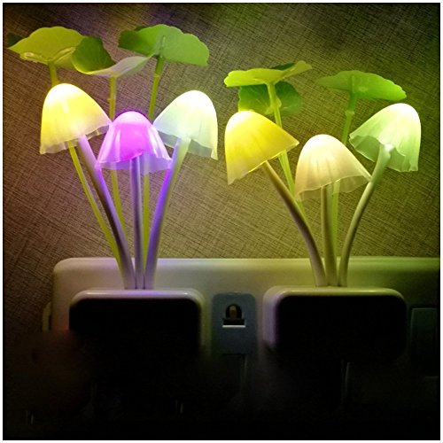 AUSAYE 2Pack Led Sensor Night Light Plug-in Wall Lamps Color Changing, Mushroom Night Lights for Kids Adults Stocking Stuffers Ideas Birthday Gift Cute NightLight Christmas Gifts