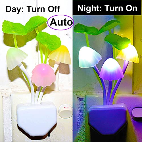 AUSAYE 2Pack Led Sensor Night Light Plug-in Wall Lamps Color Changing, Mushroom Night Lights for Kids Adults Stocking Stuffers Ideas Birthday Gift Cute NightLight Christmas Gifts