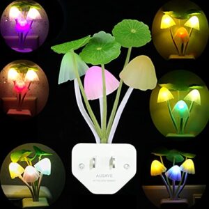 AUSAYE 2Pack Led Sensor Night Light Plug-in Wall Lamps Color Changing, Mushroom Night Lights for Kids Adults Stocking Stuffers Ideas Birthday Gift Cute NightLight Christmas Gifts