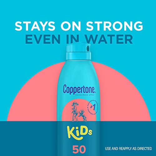 Coppertone Kids Sunscreen Spray, SPF 50 Sunscreen for Kids, Water Resistant Broad Spectrum Sunscreen Spray, 5.5 Oz, Pack of 3