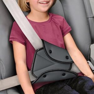 Seat Belt Adjuster for Kids,2 Pack Triangle Seatbelt Adjuster for Short Adults,Auto Shoulder Neck Strap Adjuster,Car Protective Safety Strap Adjuster Cover Pad Harness (Gray)