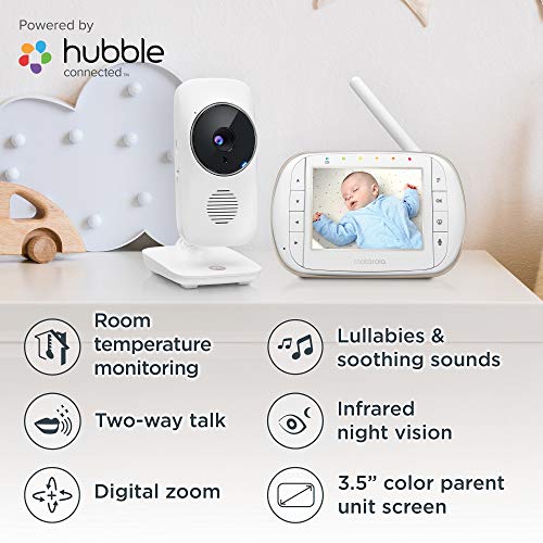 Motorola indoor Baby Smart Video Baby Monitor with Wi-Fi & 3.5" Color LCD Parent Unit, Night Vision, Two-Way Audio, Room Temperature Display & 5 Lullabies, MBP668CONNECT, 720p