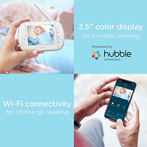 Motorola indoor Baby Smart Video Baby Monitor with Wi-Fi & 3.5" Color LCD Parent Unit, Night Vision, Two-Way Audio, Room Temperature Display & 5 Lullabies, MBP668CONNECT, 720p