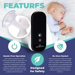 BabyBuddha Breast Pump - Portable & Compact with 15 Levels of Control - Battery Powered Electric & Hands Free - Quiet Single & Double Pump - Mobility While Comfortably Pumping - Universal Components