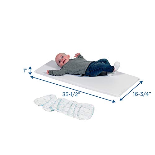 Children's Factory Changing Pad, 1 Pack, White, CF400-407-1, Portable Baby Changing Table Pad, Cover or Topper for Preschool or Daycare Diaper Station, 35.5" x 16.75" x 1"