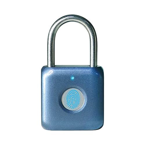 Fingerprint Padlock eLinkSmart Gym Padlock Locker Lock: Blue Metal Keyless Thumbprint Lock for Gym Locker School Locker Backpack Suitcase Luggage