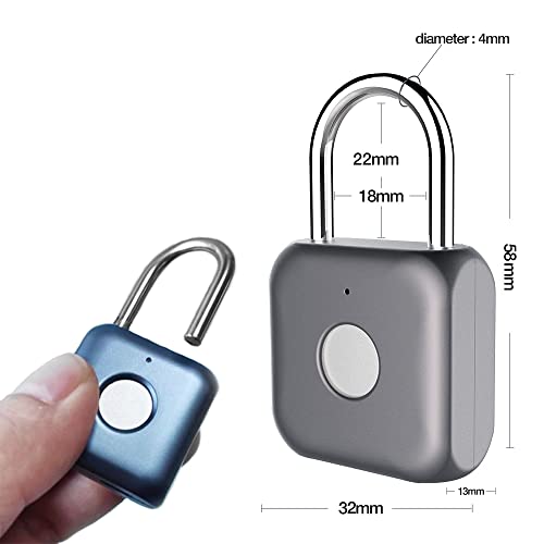 Fingerprint Padlock eLinkSmart Gym Padlock Locker Lock: Blue Metal Keyless Thumbprint Lock for Gym Locker School Locker Backpack Suitcase Luggage