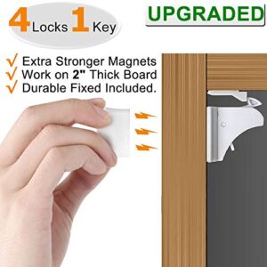 Child Safety Magnetic Cabinet Locks - vmaisi 4 Pack Adhesive Baby Proofing Cabinets & Drawers Latches