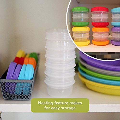 WeeSprout Baby Food Containers - Small 4 oz Containers with Lids, Leakproof & Airtight, Freezer Safe, Dishwasher Safe, Thick Food Grade Plastic, Set of 12 Baby Food Storage Containers + Color Options