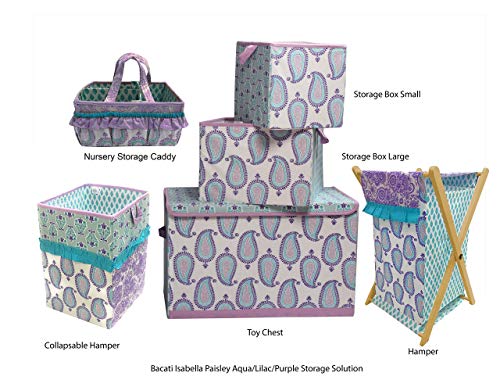 Bacati - Paisley Kids Storage (Small Storage Tote 10 x 10 x 10 inches, Lilac/Purple/Aqua)