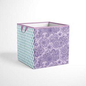 Bacati - Paisley Kids Storage (Small Storage Tote 10 x 10 x 10 inches, Lilac/Purple/Aqua)