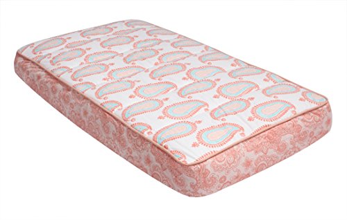 Bacati - Paisley Floral Quilted Changing Pad Cover (Aqua/Coral Paisley)