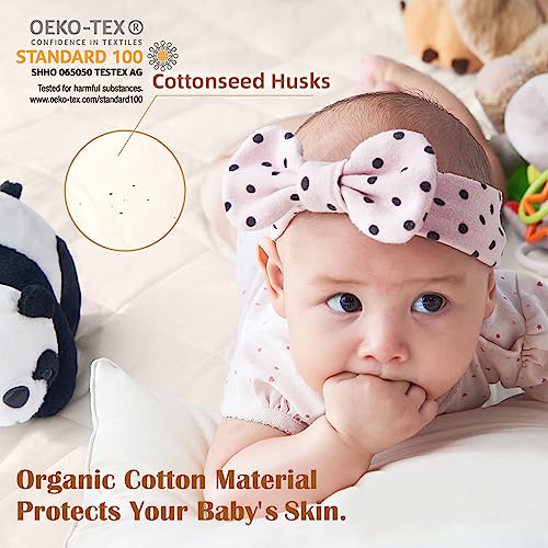 Lofe Organic Cotton Crib Mattress Protector - Top&Side Waterproof, 100% Waterproof Crib Mattress Protector, Breathable Baby Crib Mattress Cover, Infant Toddler Crib Mattress Fitted 52x28x9 in