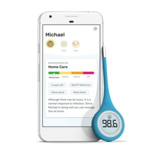 kinsa smart,fever, digital medical baby, kid and adult termometro - accurate, fast, fda cleared thermometer for oral, armpit or rectal temperature reading - quickcare