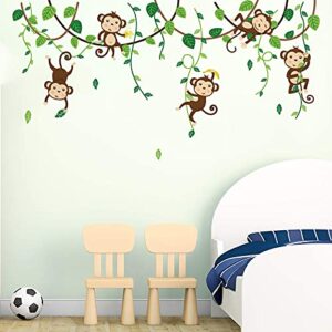 decalmile monkey climbing tree wall decals jungle animals wall stickers kids room baby nursery bedroom wall decor