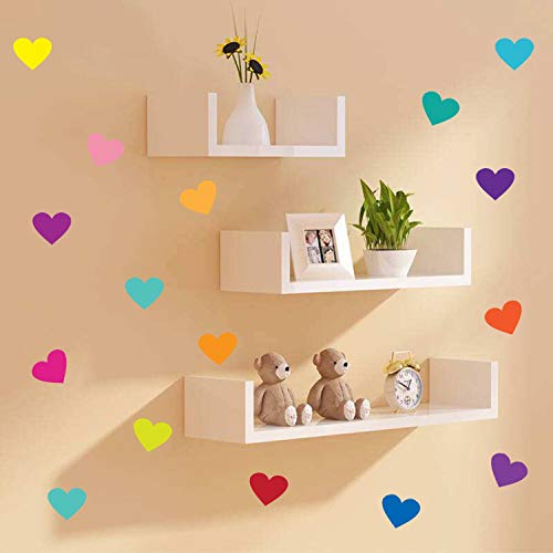 PARLAIM 45 PCS Hearts Rainbow Multi Size Kids Wall Vinyl Stickers, Wall Decals for Baby Kids Children Boy Girl Bedroom Decor Nursery Class Decoration