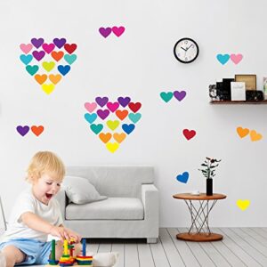 PARLAIM 45 PCS Hearts Rainbow Multi Size Kids Wall Vinyl Stickers, Wall Decals for Baby Kids Children Boy Girl Bedroom Decor Nursery Class Decoration