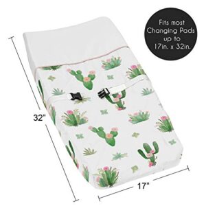 Pink and Green Boho Watercolor Changing Pad Cover for Cactus Floral Collection by Sweet Jojo Designs