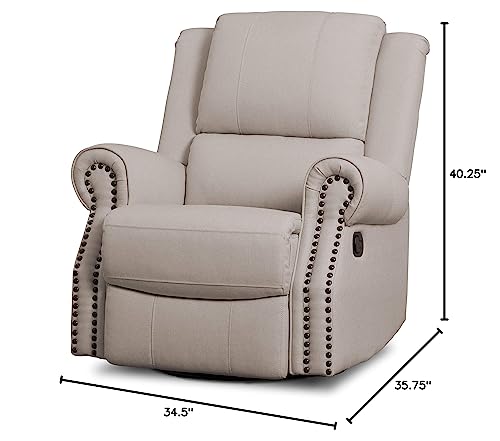 Delta Children Dylan Nursery Recliner Glider Swivel Chair, Flax