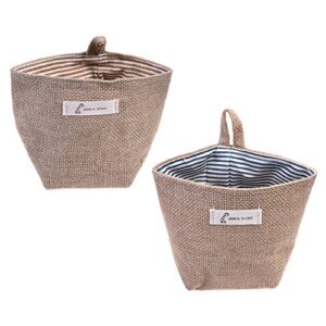 cosmos 2 pcs mini hanging storage bag cotton linen small storage basket decor bin bag for wall door closet