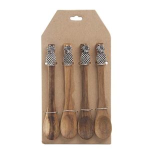 beachcombers set of 4 wood spoon pineapple multi