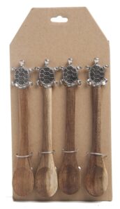 beachcombers wood spoon set 4 turtle design