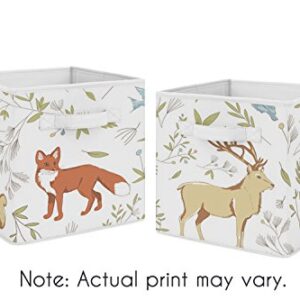 Sweet Jojo Designs Woodland Animal Toile Foldable Fabric Storage Cube Bins Boxes Organizer Toys Kids Baby Childrens for Collection Set of 2