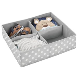 mDesign Soft Fabric Dresser Drawer/Closet Divided Storage Organizer Bins for Nursery - Holds Blankets, Bibs, Socks, Lotion, Clothes, Shoes, Toys - Set of 5 - Gray/White Polka Dot