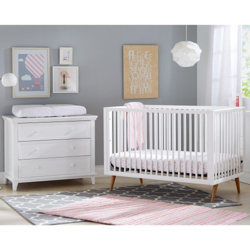 Contours Roscoe 3-in-1 Convertible White Standard Baby Crib, Converts from Baby Crib to Toddler Bed and Daybed, Fits Standard Full-Size Crib Mattress, Easy to Assemble - White