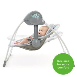 Ingenuity Comfort 2 Go Compact Portable 6-Speed Cushioned Baby Swing with Music, Folds Easy, 0-9 Months 6-20 lbs (Fanciful Forest)