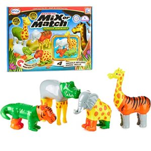 magnetic mix or match jungle animals toy play set, 16 pieces