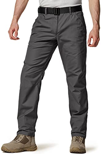 CQR Men's Ripstop Work Pants, Water Repellent Tactical Pants, Outdoor Utility Operator EDC Straight/Cargo Pants, Utility Straight(twp301) - Charcoal, 34W x 30L