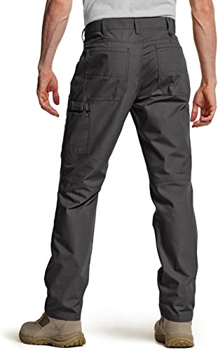 CQR Men's Ripstop Work Pants, Water Repellent Tactical Pants, Outdoor Utility Operator EDC Straight/Cargo Pants, Utility Straight(twp301) - Charcoal, 34W x 30L