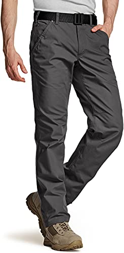 CQR Men's Ripstop Work Pants, Water Repellent Tactical Pants, Outdoor Utility Operator EDC Straight/Cargo Pants, Utility Straight(twp301) - Charcoal, 34W x 30L