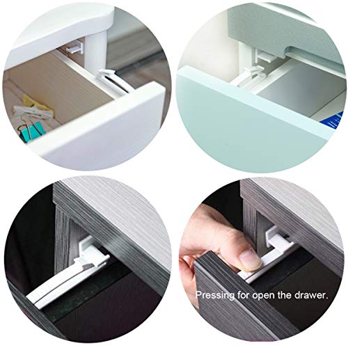 Child Safety Locks, Baby Proofing Drawers Locks, Coolrunner Baby Safety Invisible Drawer Latches with Strong Adhesive for Baby Care - No Tools or Drilling Required(8 Pack)