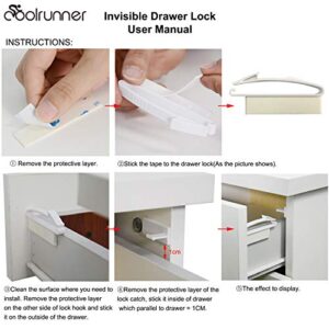 Child Safety Locks, Baby Proofing Drawers Locks, Coolrunner Baby Safety Invisible Drawer Latches with Strong Adhesive for Baby Care - No Tools or Drilling Required(8 Pack)