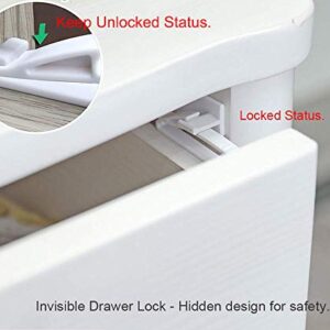 Child Safety Locks, Baby Proofing Drawers Locks, Coolrunner Baby Safety Invisible Drawer Latches with Strong Adhesive for Baby Care - No Tools or Drilling Required(8 Pack)